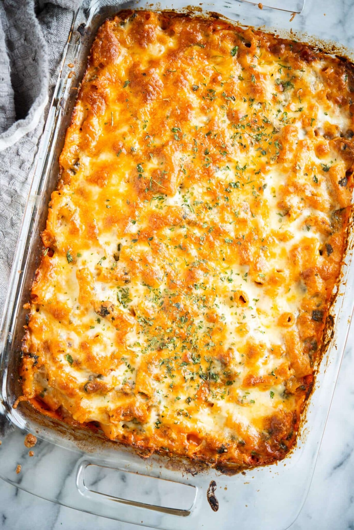 No Boil Pasta Bake with Sausage & Spinach - Fed + Fit