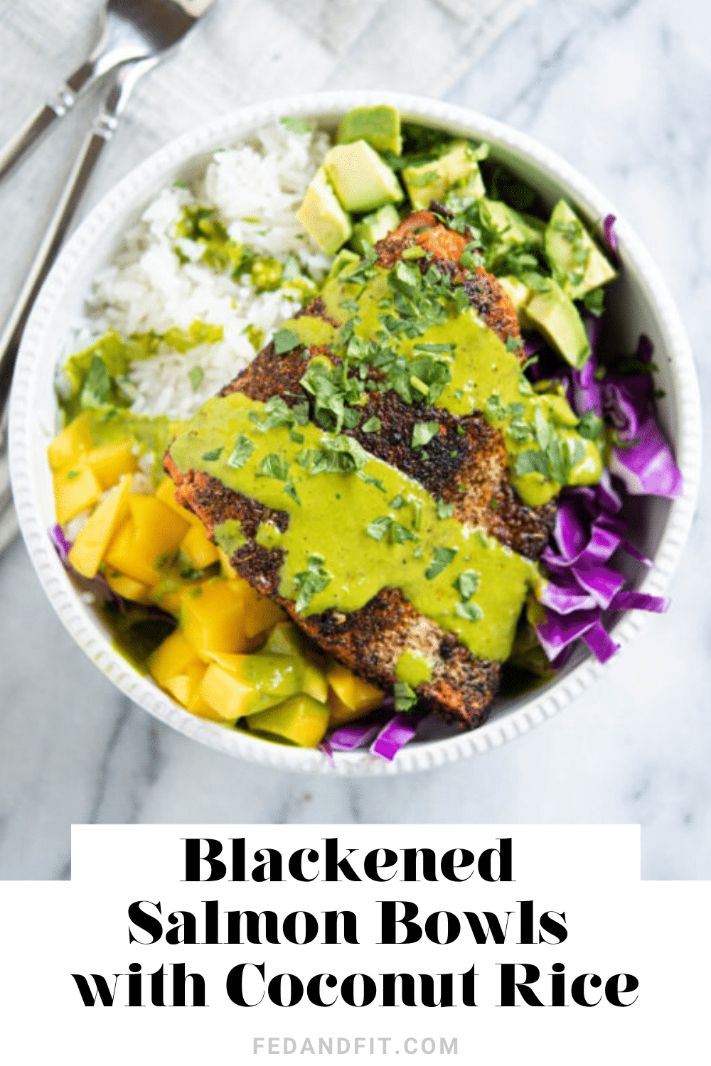 Caribbean Blackened Salmon Rice Bowl Recipe - Fed & Fit
