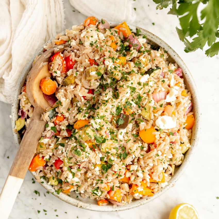 Roasted Vegetable Orzo Salad - Fed & Fit