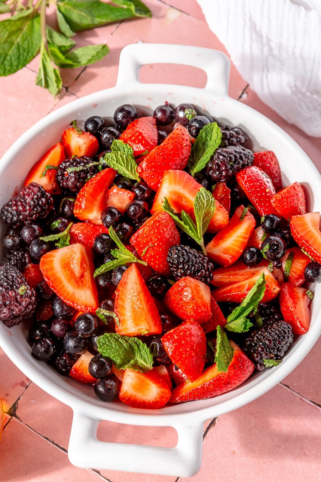 Mixed Berry Fruit Salad with Honey and Mint - Fed & Fit